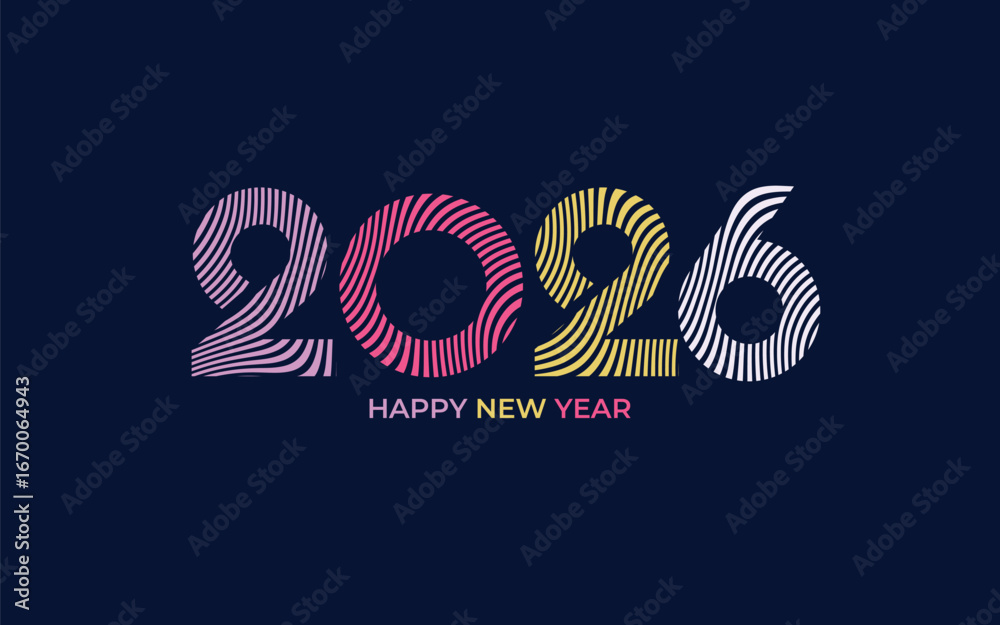 Vector de Stock 2026 number design with line. 2026 New Year with modern ...