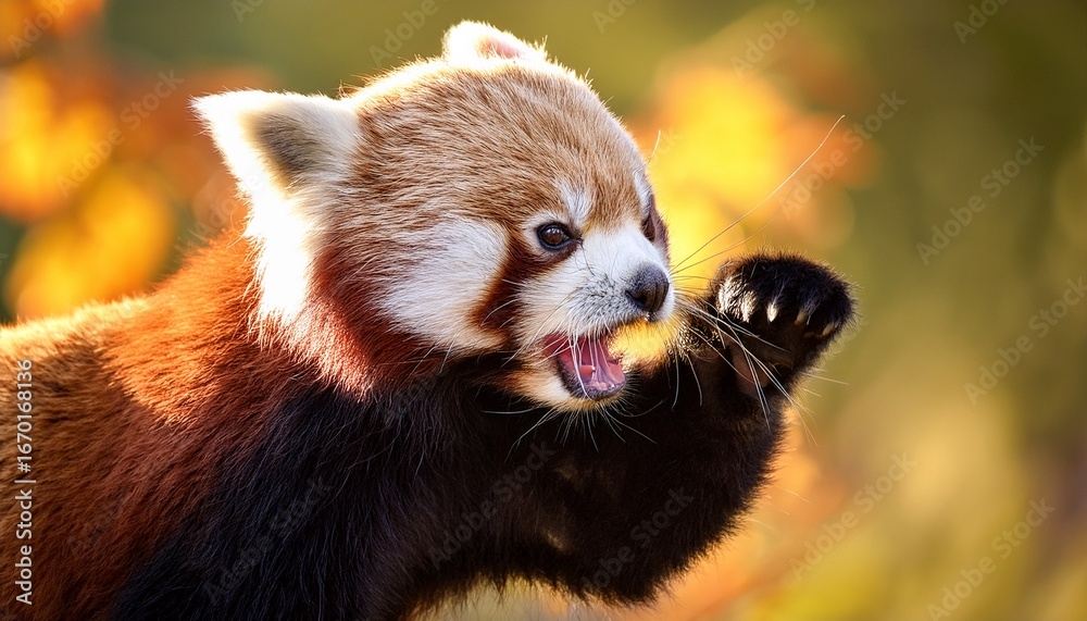 red panda angry stance