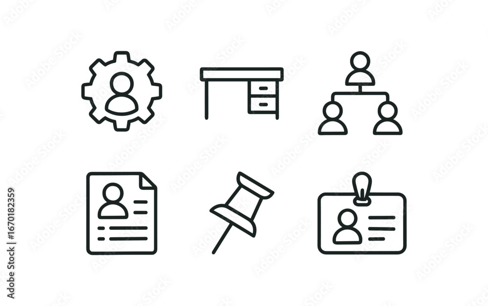 simple outline stroke icon isolated on white background: role gear ...
