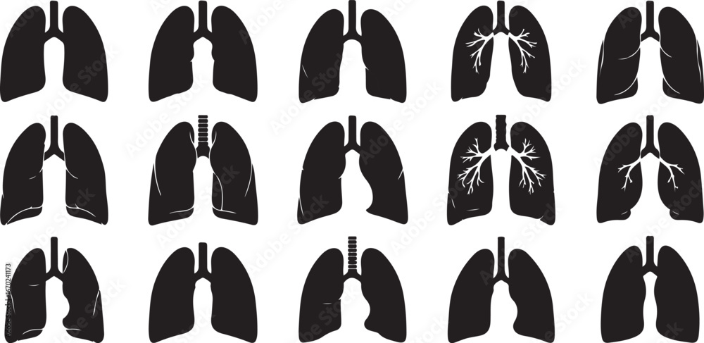 Medical visualization of human lungs showing different conditions and ...