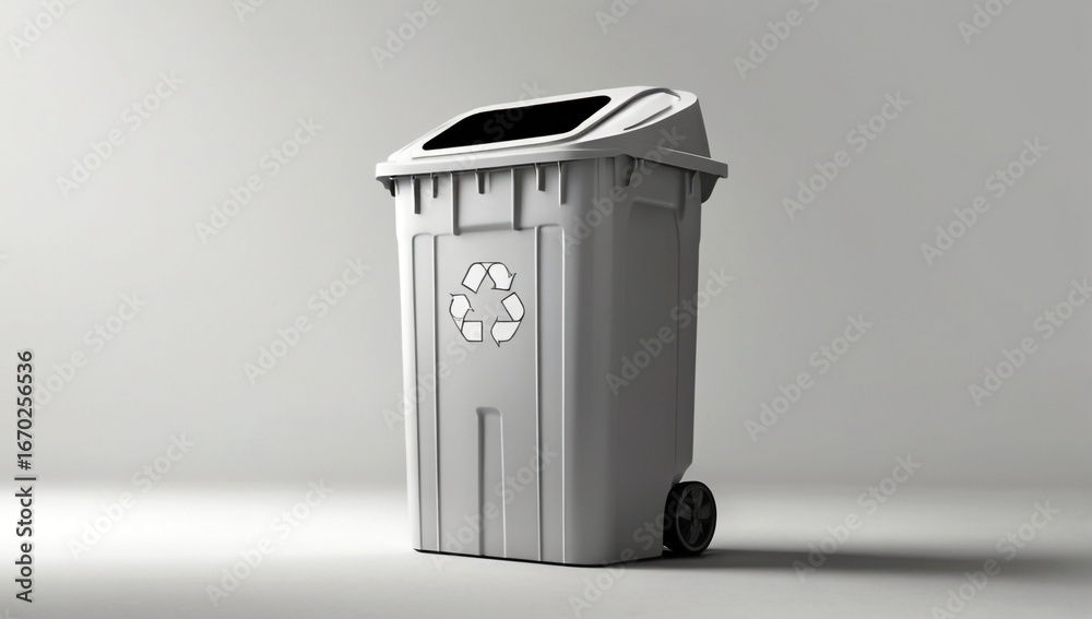 Recycling Bin in Studio A 3D Render of a Single Waste Container for ...