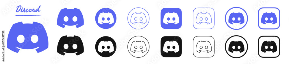 discord logo icons set. discord icon vector. isolated on white ...