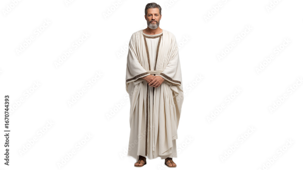 Aaron full-body in priestly linen robe, biblical character PNG image ...