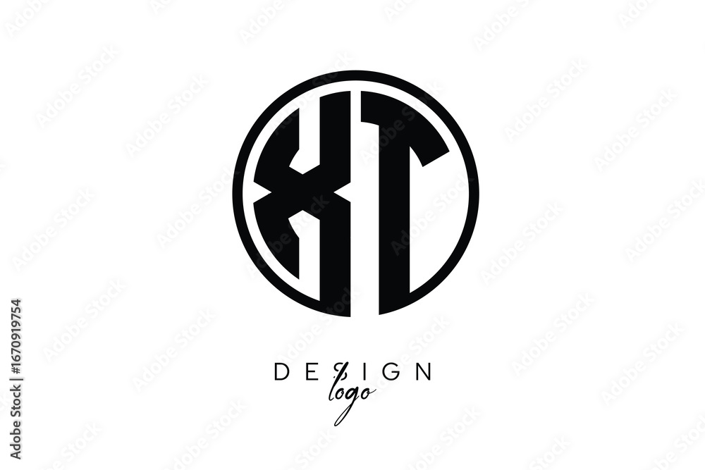 XT Circular Monogram Logo Modern Black & White Emblem for Luxury ...