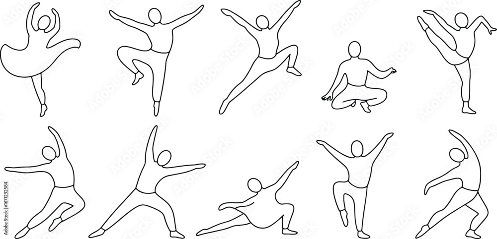 Dynamic human figure poses sketch collection capturing graceful ...