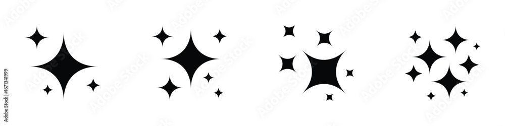 Glossy sparkle icons. Flickering star vector clip art collection for ...