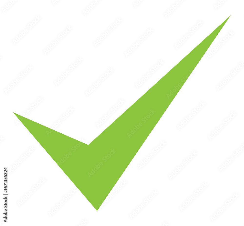 Light green check mark icon for approval and validation, clean tick ...