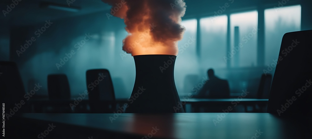 Nuclear plant explosion inside conference room concept art for ai ...