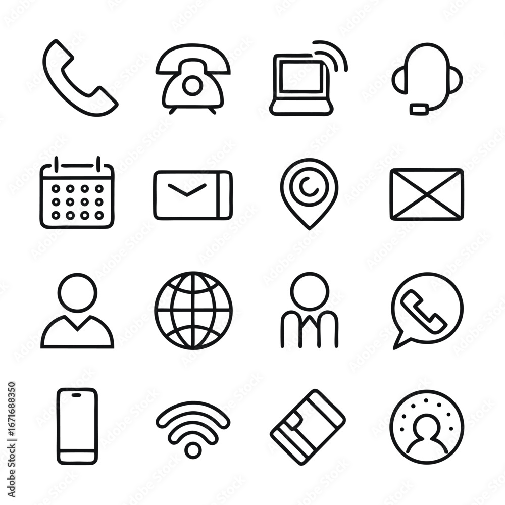 Outlined symbols of communication technology showcase connection in the ...