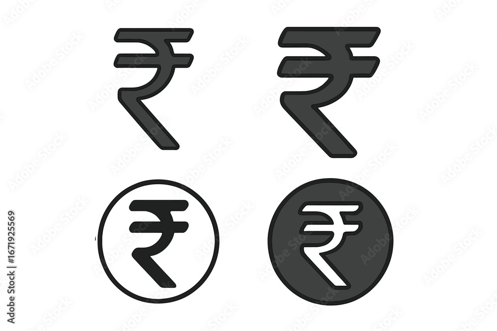 Rupee symbols set, India currency icons, Indian money symbol vector ...