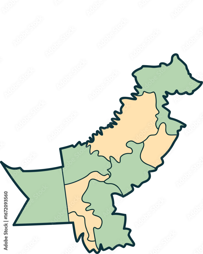 Pakistan map: a detailed map illustration of Pakistan, showcasing its ...
