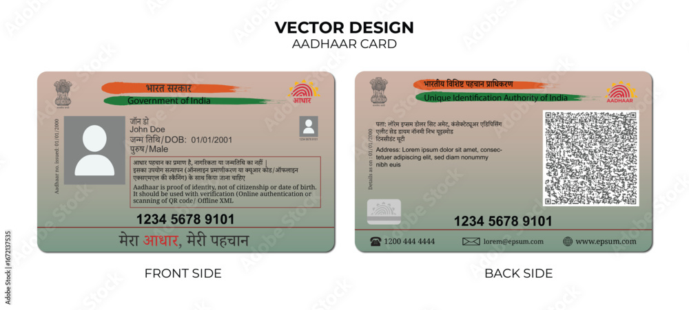 Editable Aadhaar Card Latest PVC card Vector Template – Indian ...