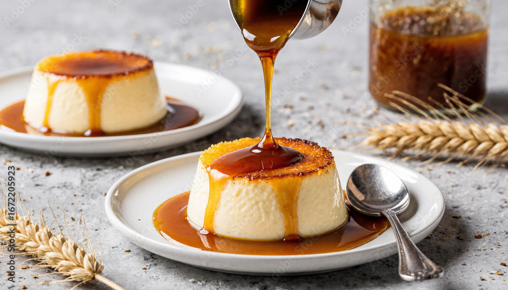 Caramel Pudding: French Dessert, Delicious, Preparation Stock Photo ...