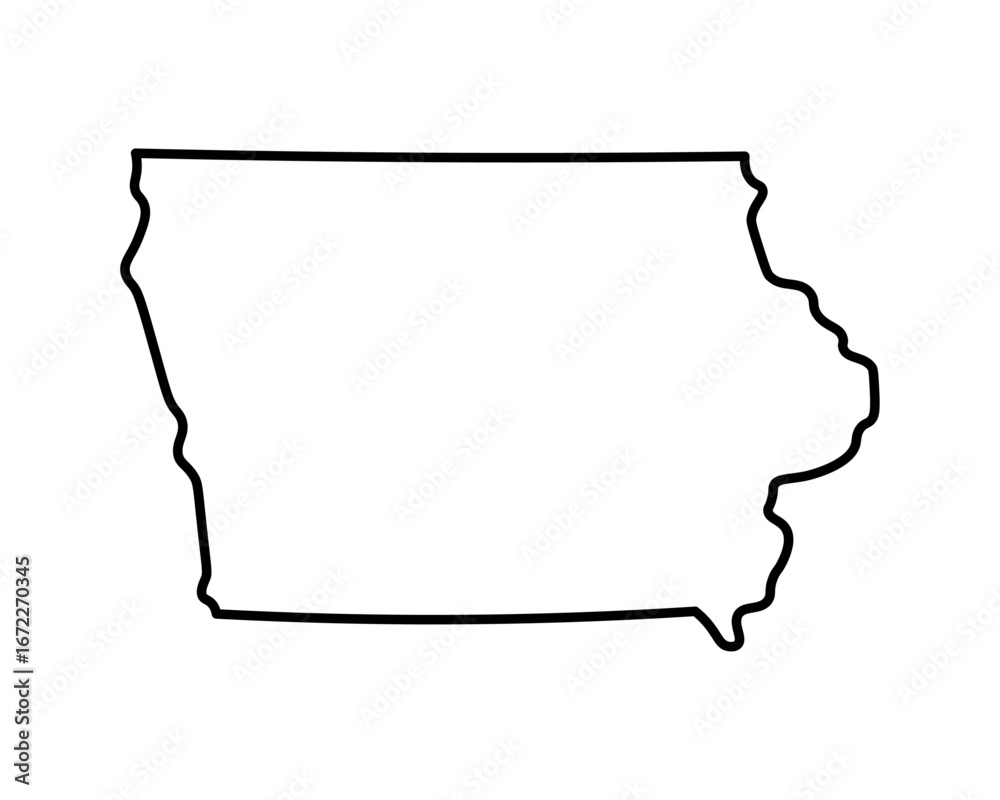 Iowa state map outline Stock Vector | Adobe Stock