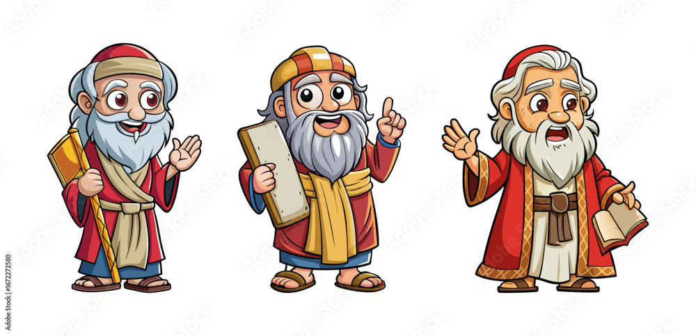 Cartoon prophets of religion. Prophets isolated on a white background の ...