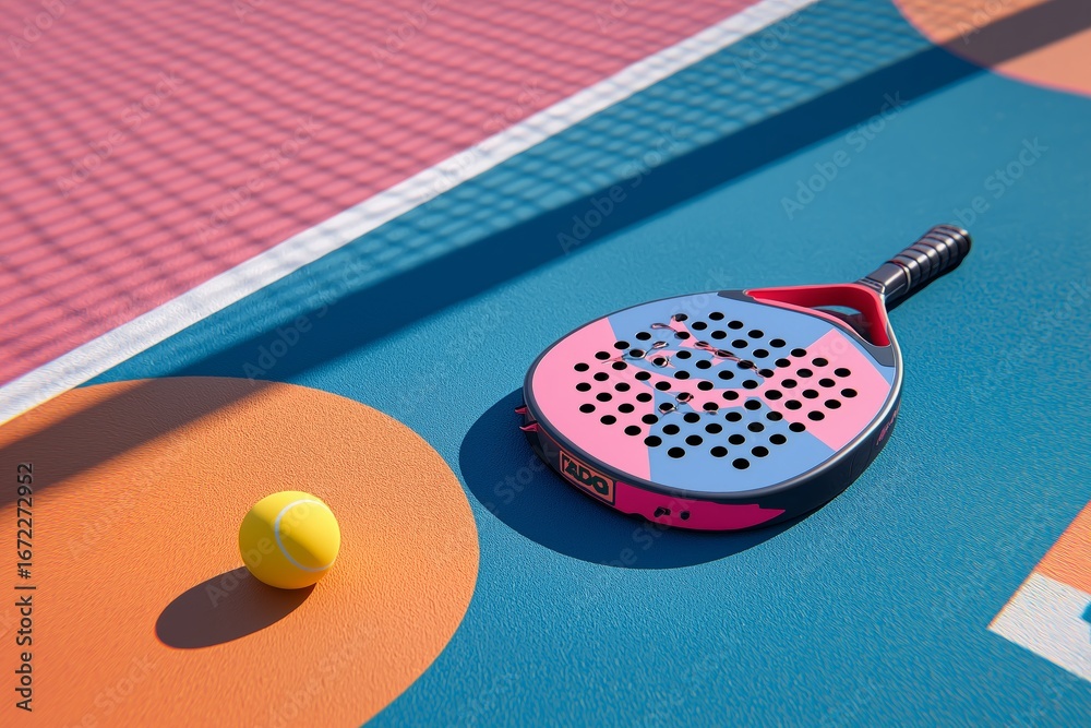 Stock-Foto „Stylish padel poster template with space for text, padel ...