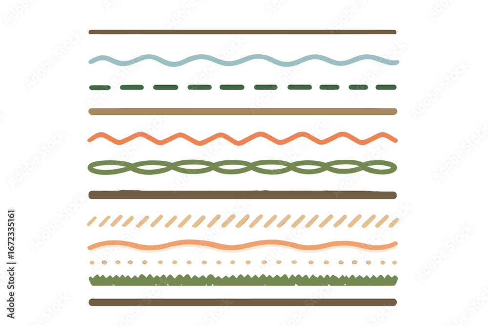 Variations of horizontal lines in diverse styles and colors for design ...
