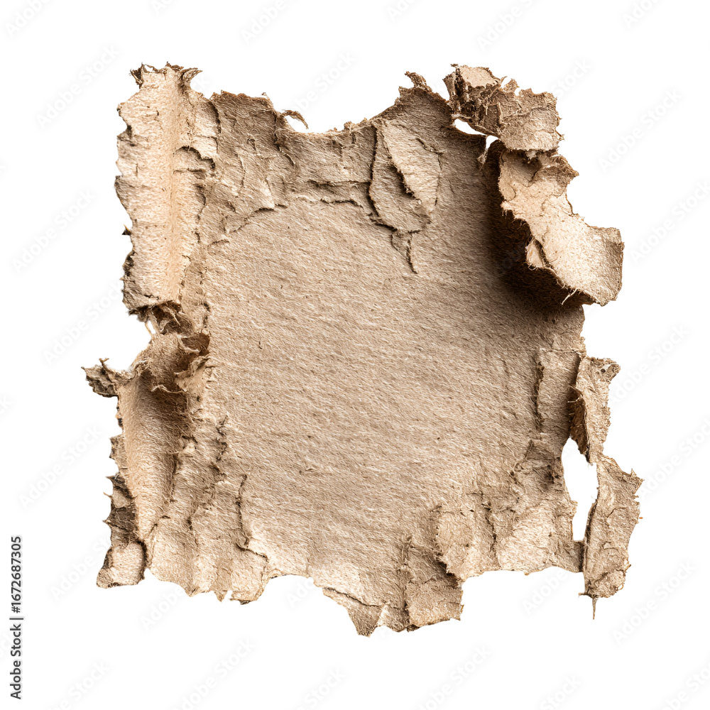 Torn Cardboard Piece – Isolated Texture Overlay on Transparent ...