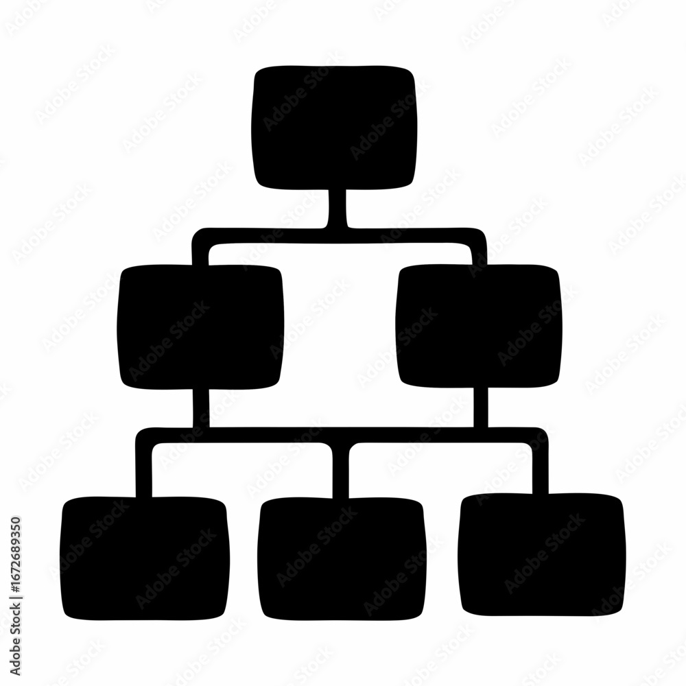Hierarchical Organization Chart Showing Top Down Information Structure ...