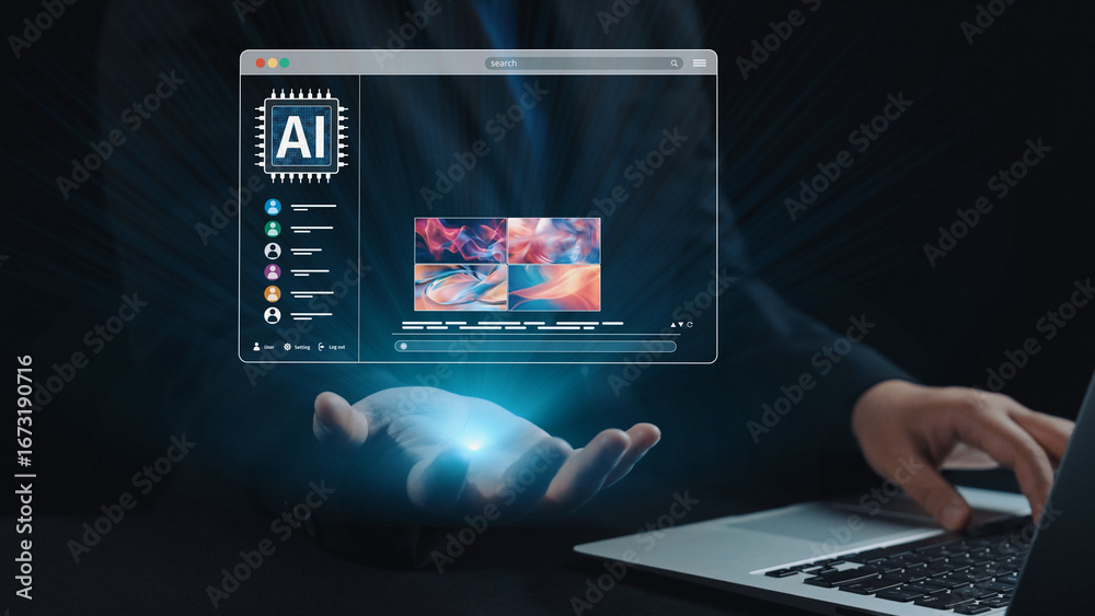 AI platform generating art images with dynamic interface. AI-generated ...