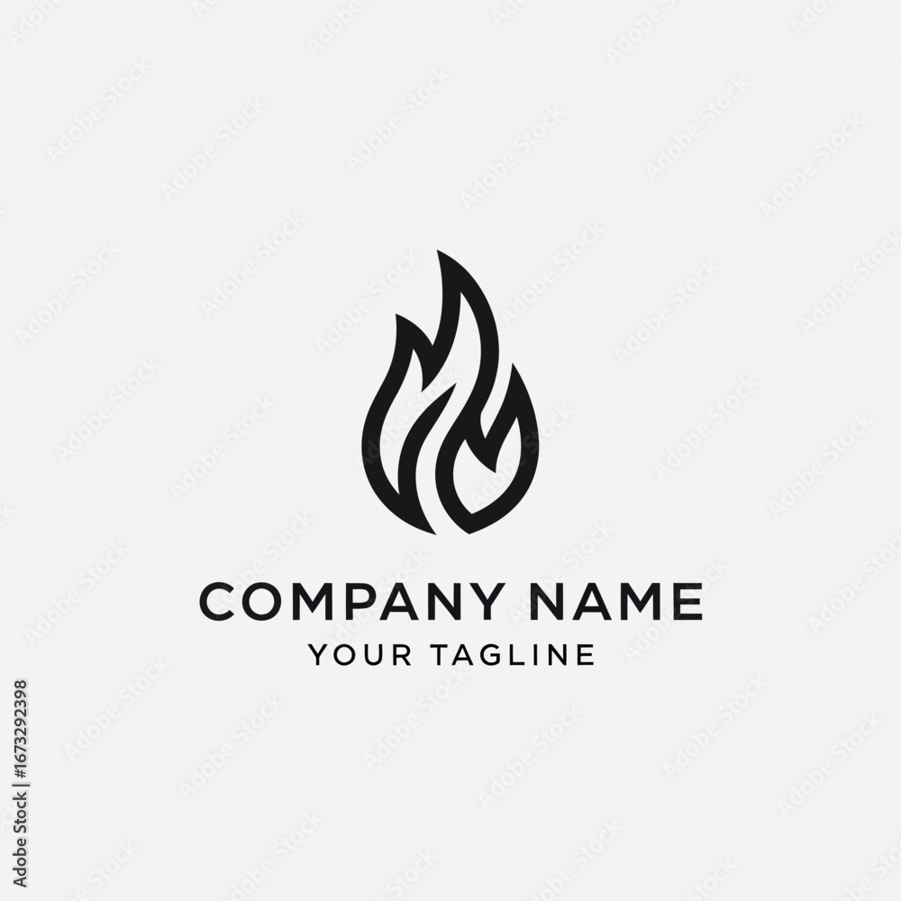 Minimalist black flame logo design for a company brand identity ...