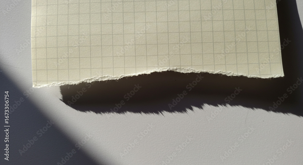 Torn graph paper edge casting a dramatic shadow, perfect for design ...