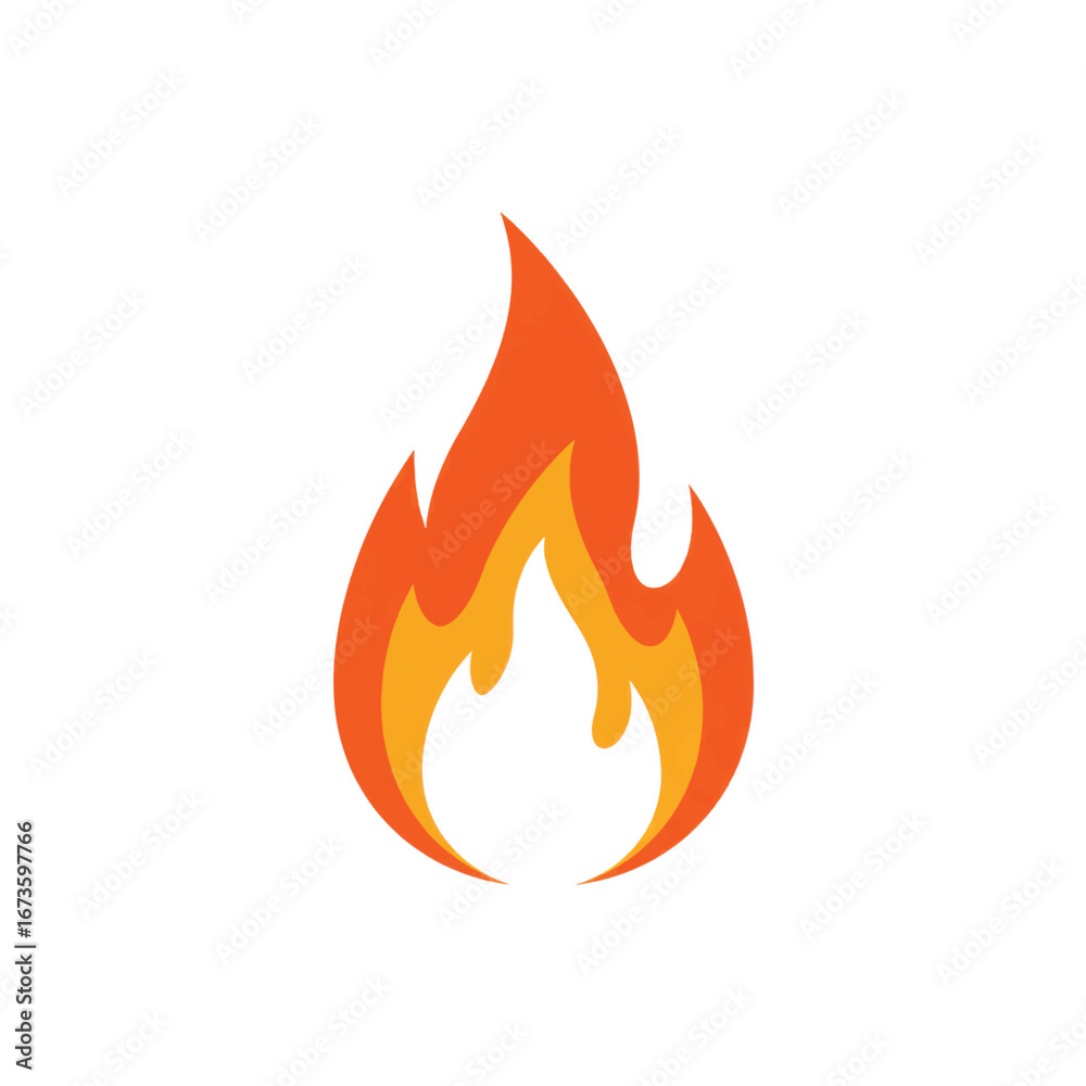 Stylized orange and yellow fire flame icon with pointed flickering tips ...
