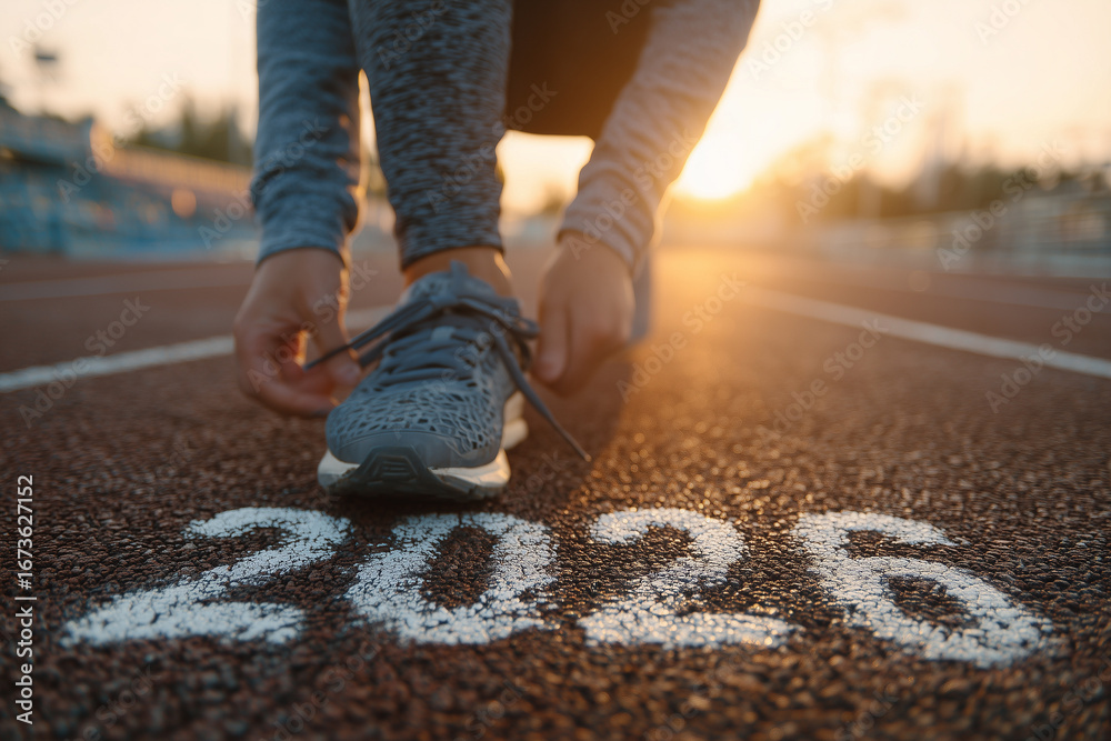 Runner at starting line for 2026 goals Stock Photo | Adobe Stock