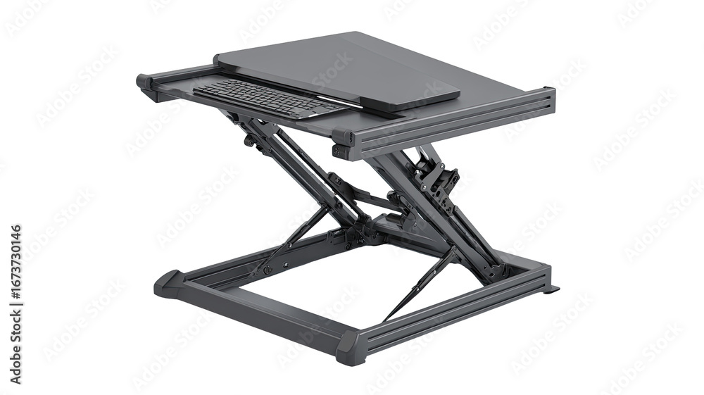 Стоковое фото «Adjustable, gray, ergonomic standing desk riser ...