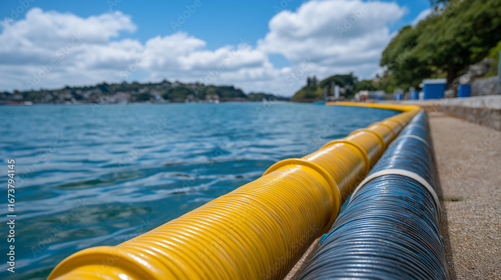 Stock-Foto „Tidal energy installation with underwater turbines marine ...