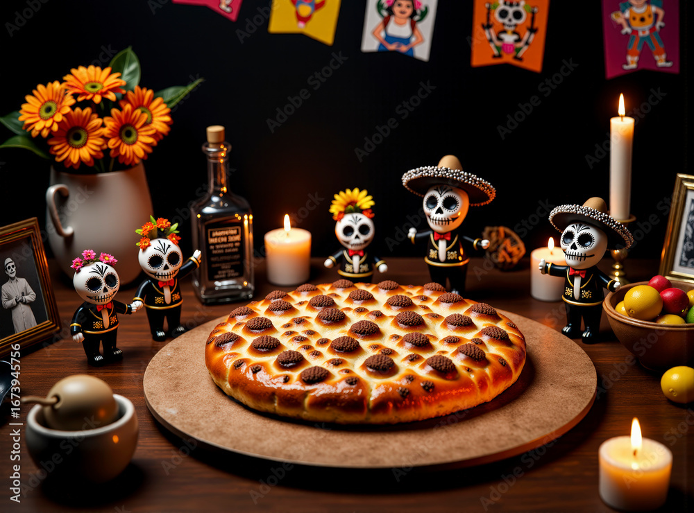 Fotografie dia de muertos, pan de muerto, pan, rosca, calaveritas ...