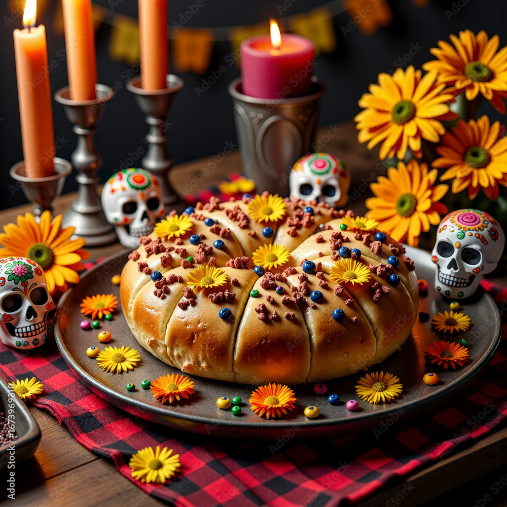 dia de muertos, pan de muerto, pan, rosca, calaveritas, catrin, catrina ...