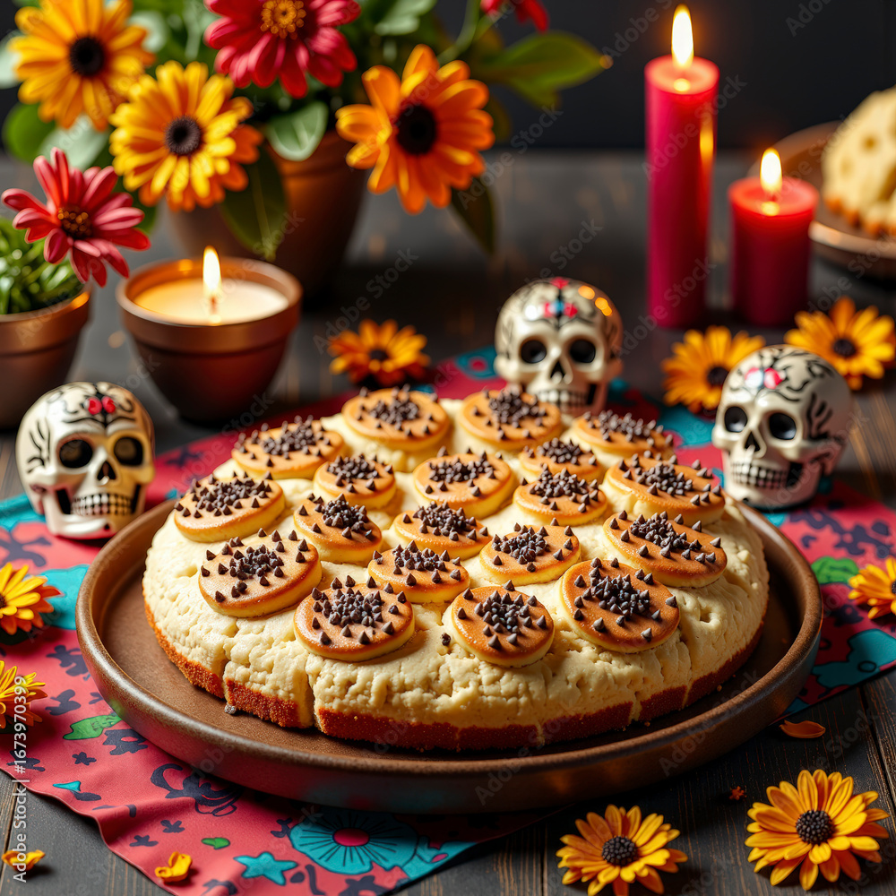 Стоковое фото «dia de muertos, pan de muerto, pan, rosca, calaveritas ...