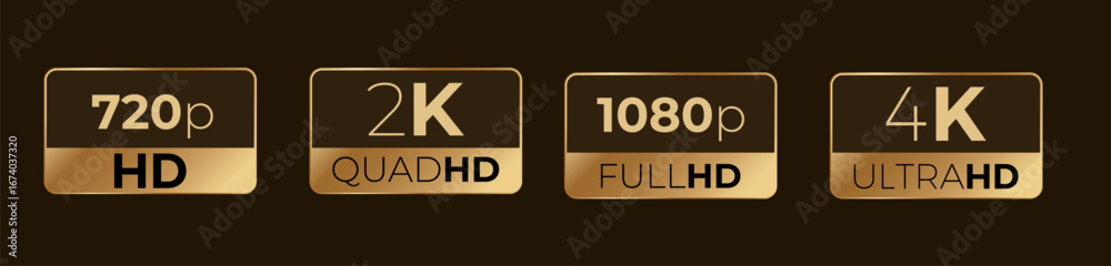 Resolution formats: 720p hd, 2k quad hd, 1080p full hd, 4k ultra hd ...