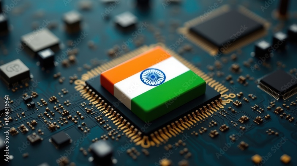 Indian Flag on Computer Chip: A Symbol of Technological Advancement and ...