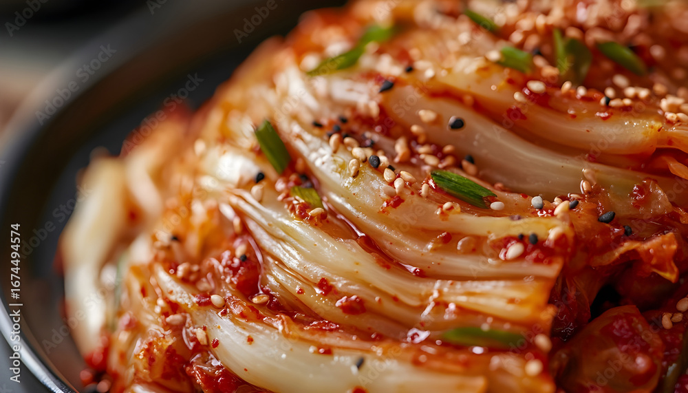Korean kimchi, spicy fermented cabbage dish with garlic, chili, ginger ...