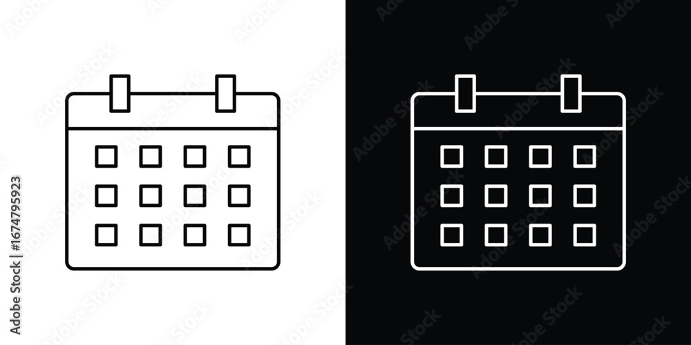 Calendar icon symbols. Simple pictograms for web sites and mobile app ...