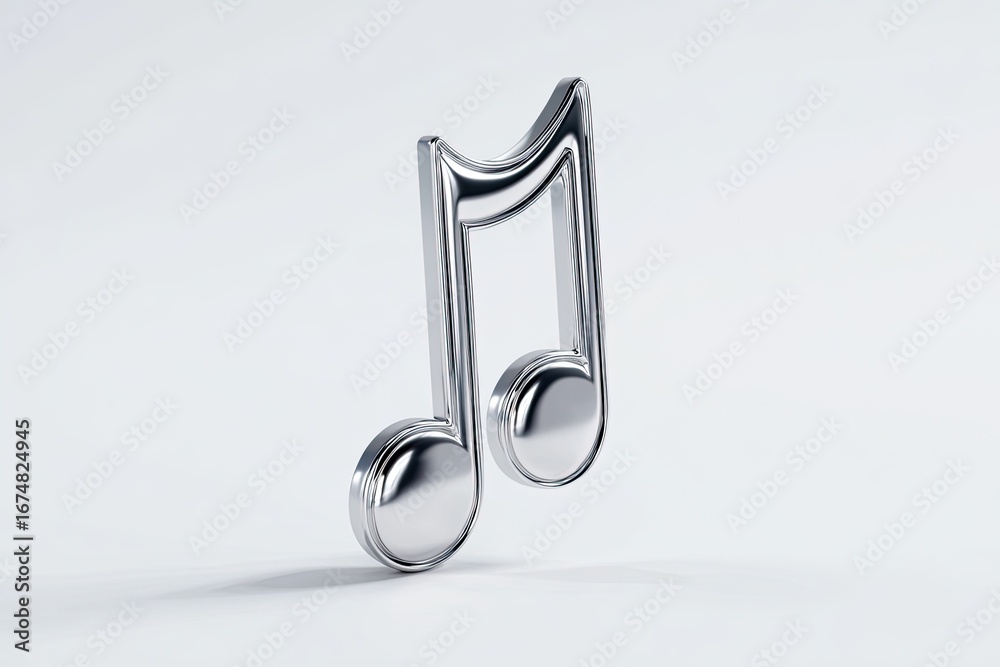 Foto A metallic silver musical note symbol, rendered in 3D, sits on a ...