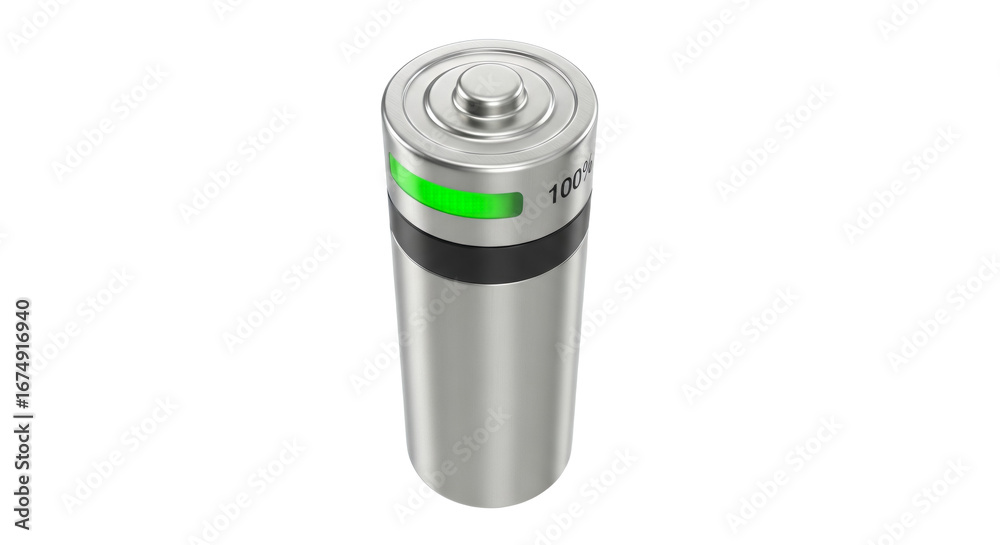 Fully Charged Battery Illustration Demonstrating Complete Power ...