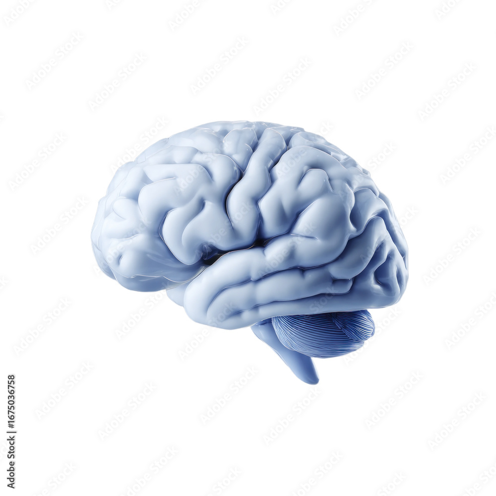 Detailed 3D model of the human brain showing cerebrum and cerebellum ...