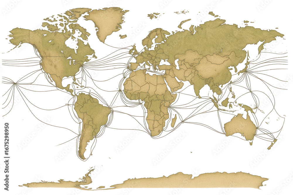 World map showing the layout of submarine cables isolated PNG with ...