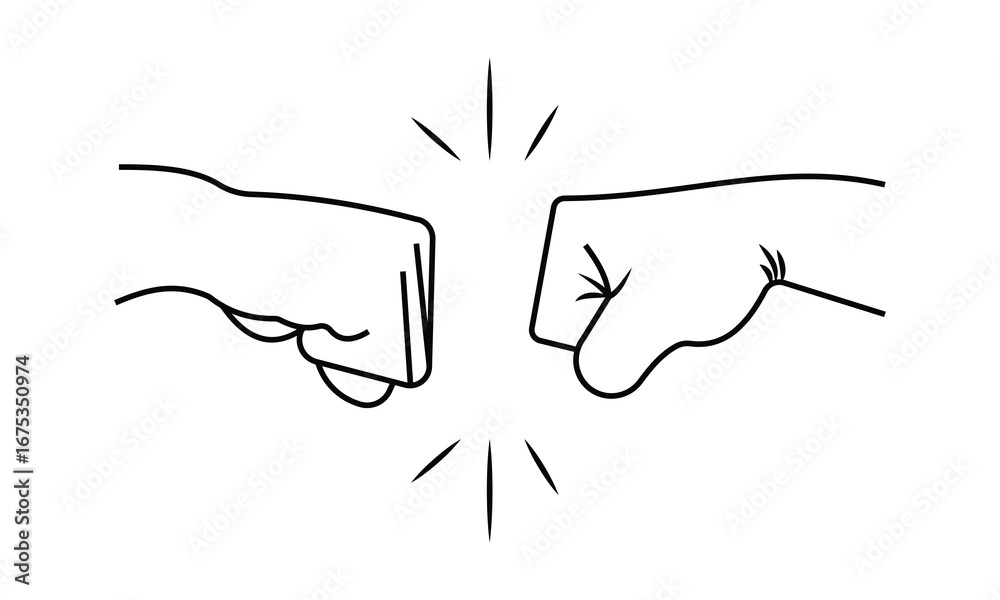 Vetor fist bump doodle hand drawn icon. Punch icon. Vector ...