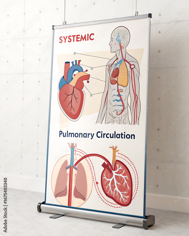 Anatomical Chart of the Human Circulatory System Systemic and Pulmonary Circulation Explained ...