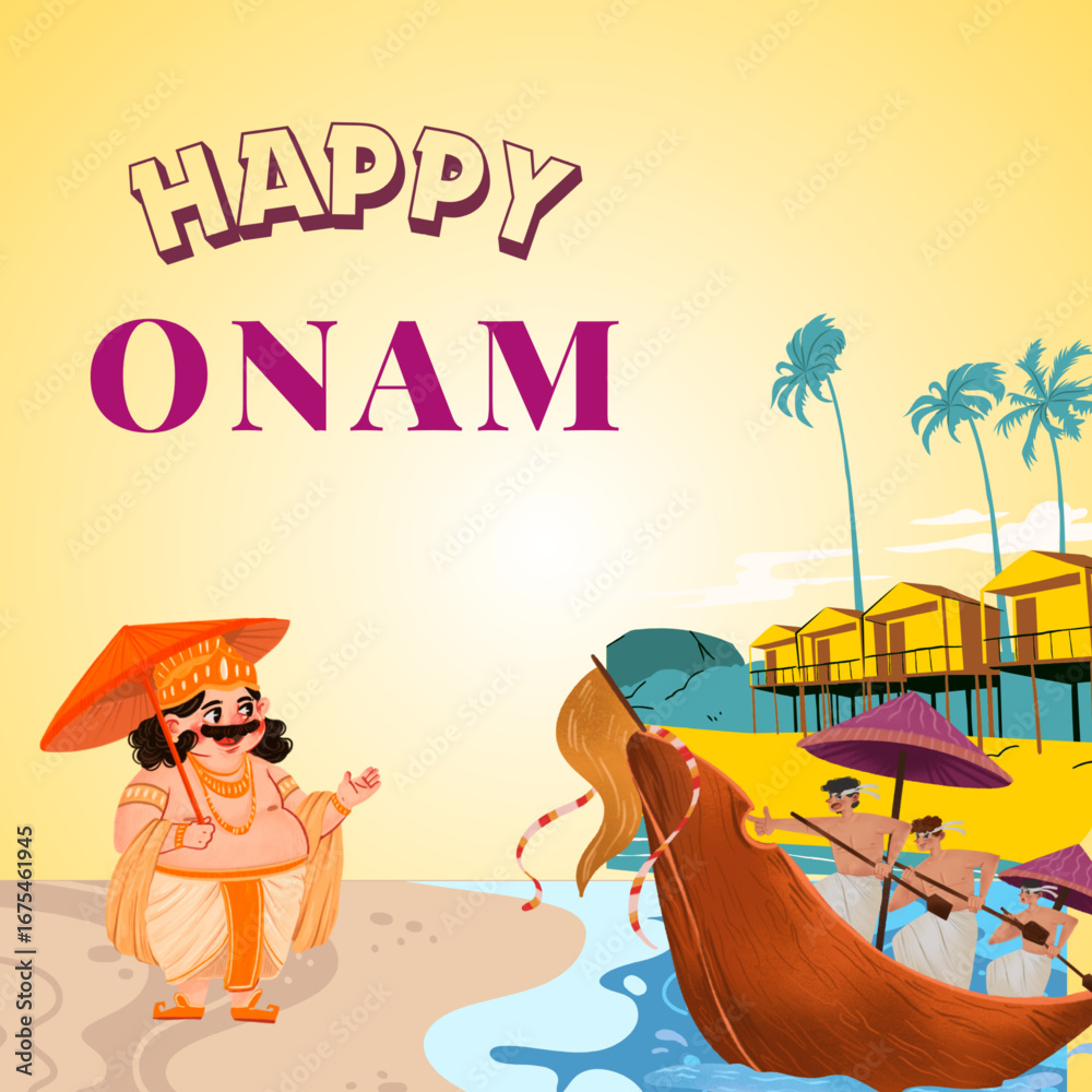 Onam Festival Wish Template Design – Traditional Kerala Pookalam and ...