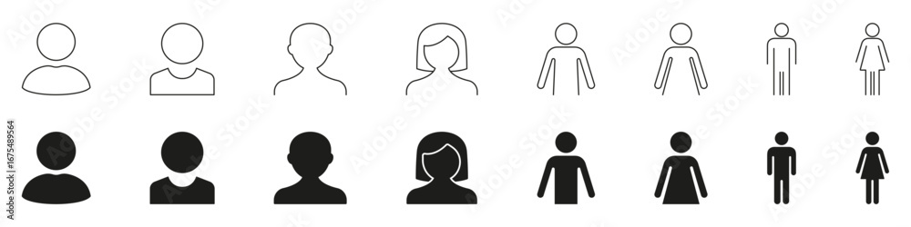 User Profile And Gender Icon Set. Diverse User Representation And ...