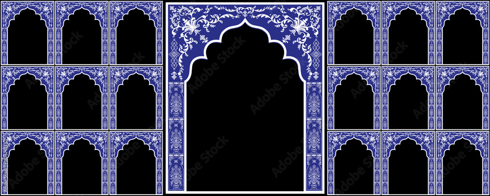 Traditional Mughal Rajasthani indian Culture Geometric Window Frames ...