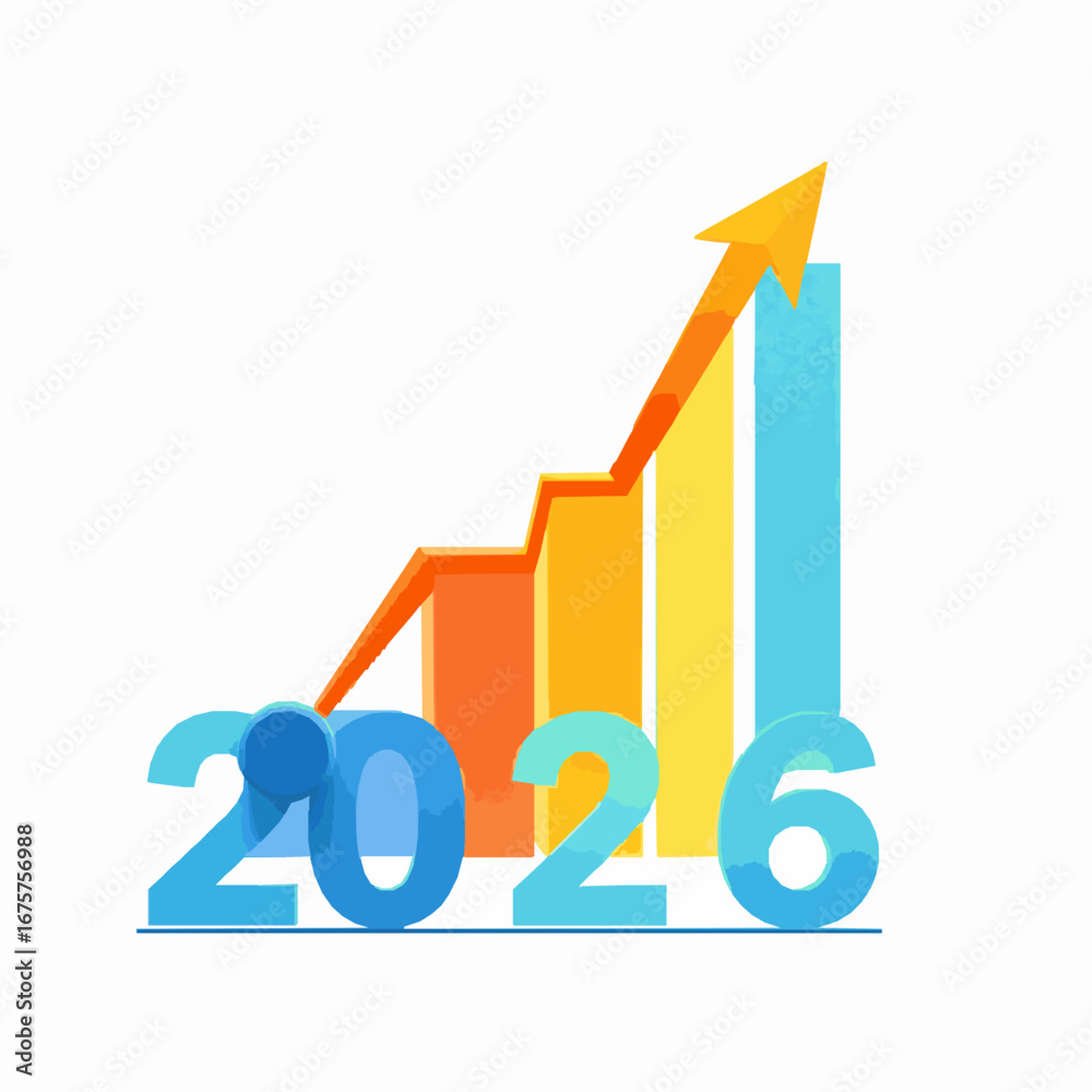 2026 growth chart with upward arrow graph bar chart Stock Vector ...