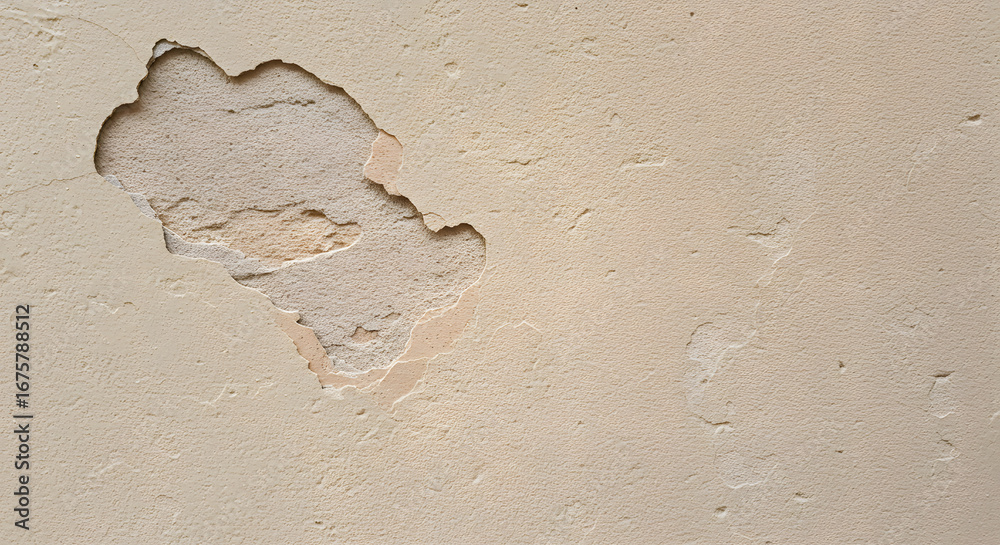 Aged surface with peeling paint revealing layers beneath, texture ...