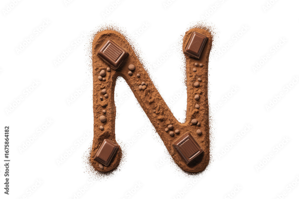 Zdjęcie bez tantiem: The letter N is formed using cocoa powder ...