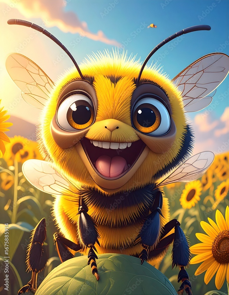 ภาพถ่าย Stock Niedliche Biene, Cartoon | Adobe Stock